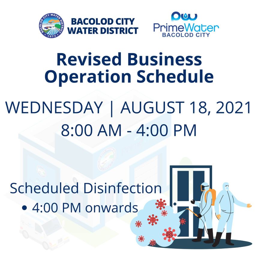 Baciwa Primewater Bacolod City Revised Business Operation Schedule